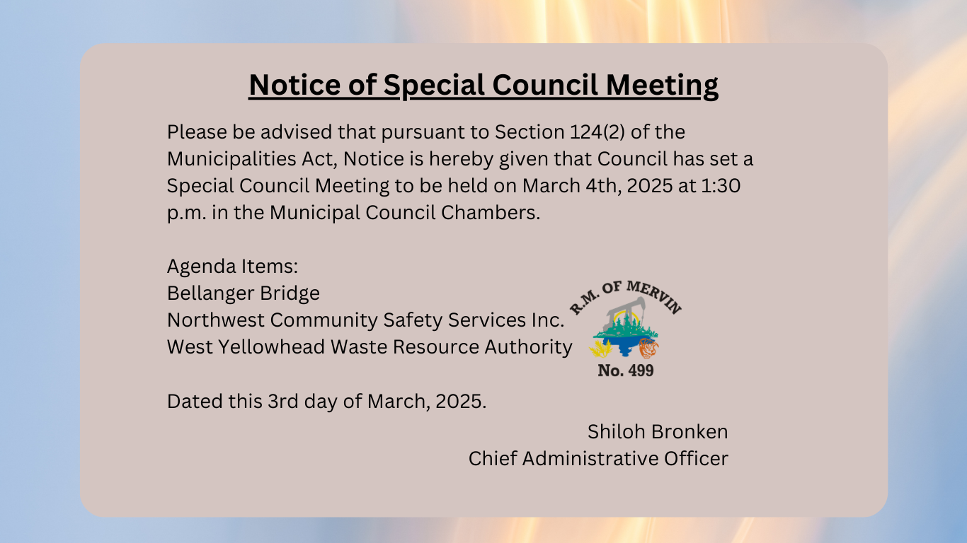 Minutes - Rural Municipality of Mervin, Saskatchewan, Canada